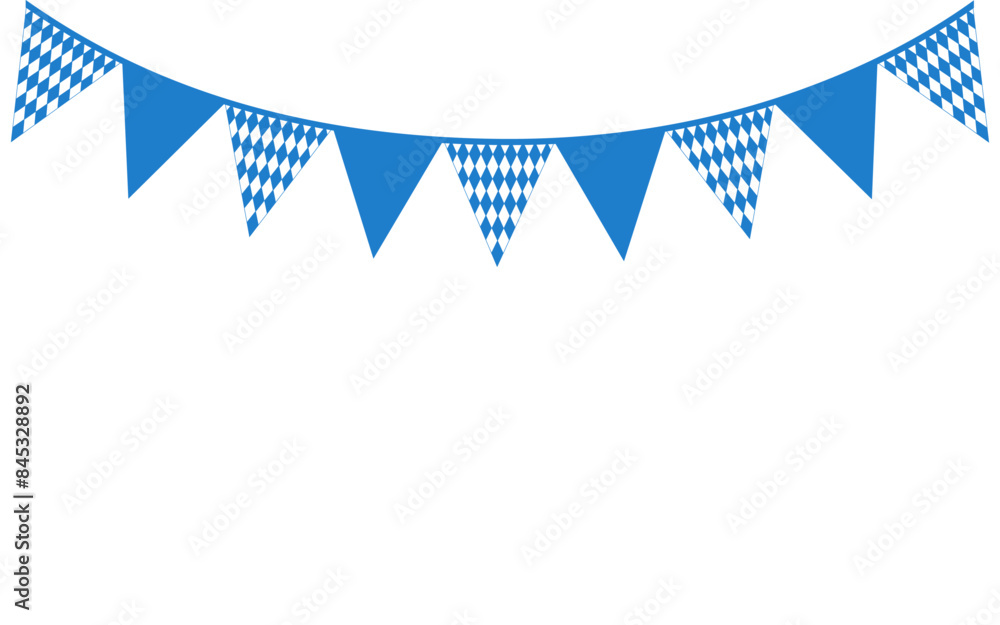 Triangular blue and white flags with blue diamonds on a transparent and ...
