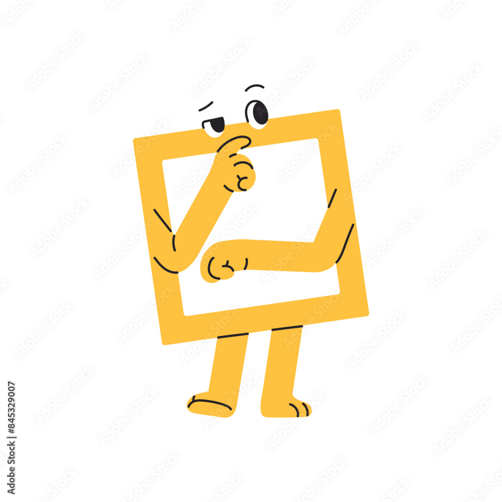 Thoughtful geometric shape thinking about question. Puzzled rectangle ...