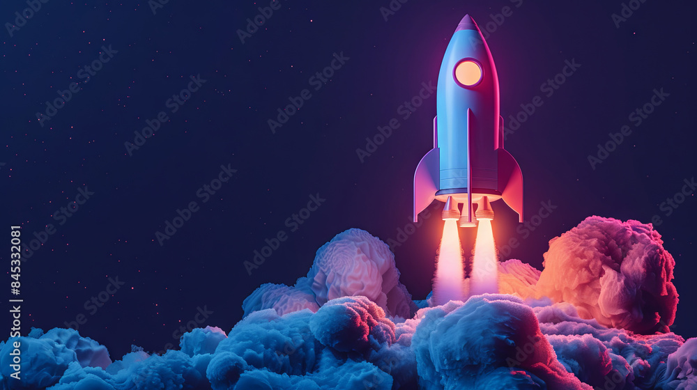 expanding enterprise, ascending bar chart skyrocket, creativity, in a ...