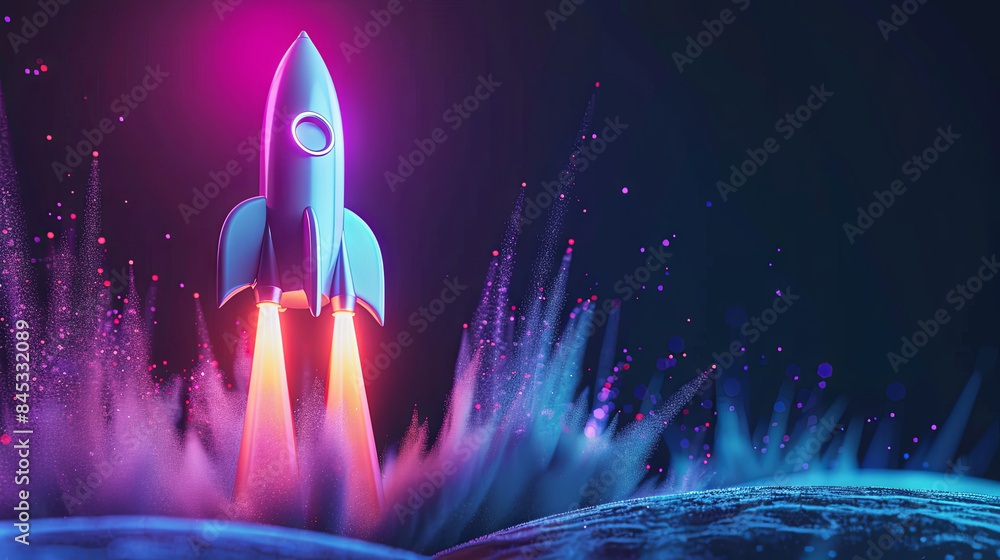 expanding enterprise, ascending bar chart skyrocket, creativity, in a ...