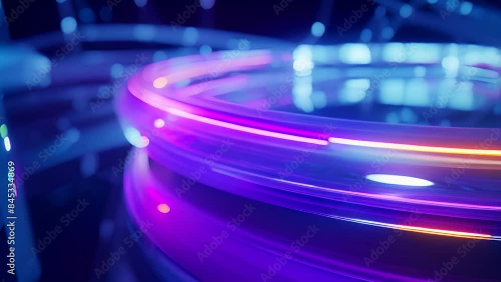 3D visualization of a fiber optic cable transmitting light, with ...