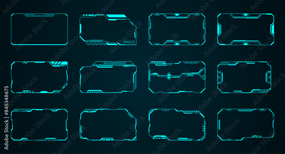 Blue abstract frames technology futuristic interface hud vector design for ui games. Stock ...