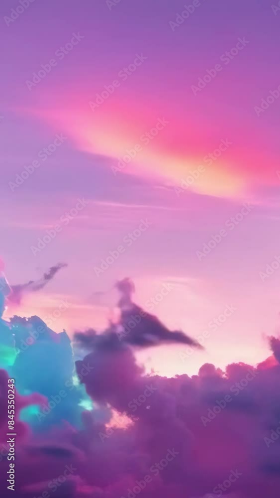 beautiful neon colors clouds in sunset sunrise sky fantastic animation ...