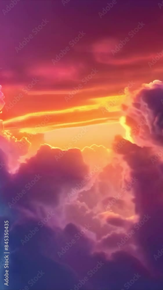 beautiful neon colors clouds in sunset sunrise sky fantastic animation ...