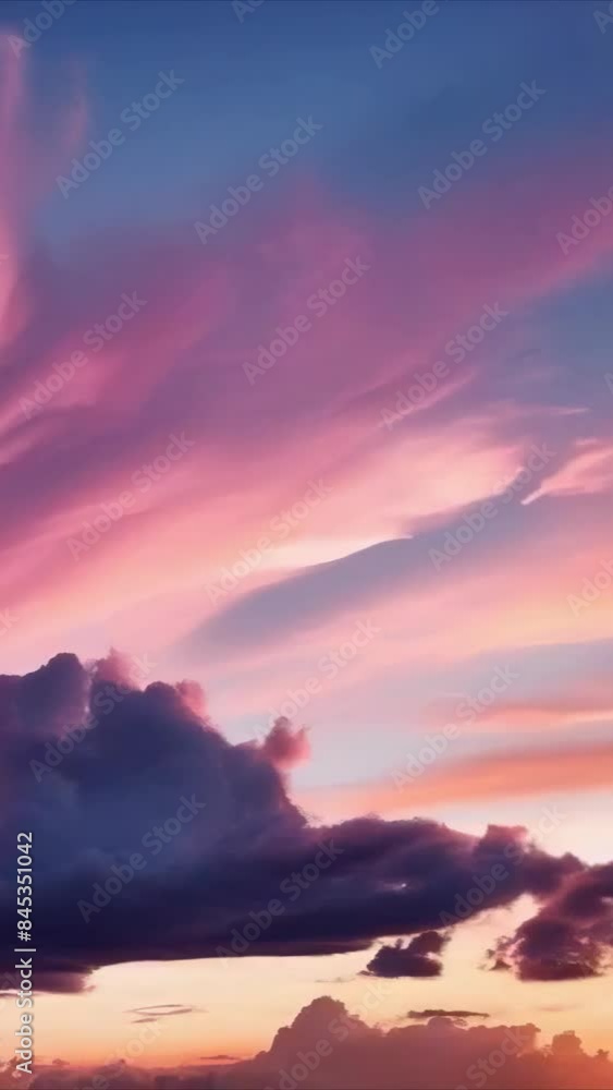 beautiful neon colors clouds in sunset sunrise sky fantastic animation ...