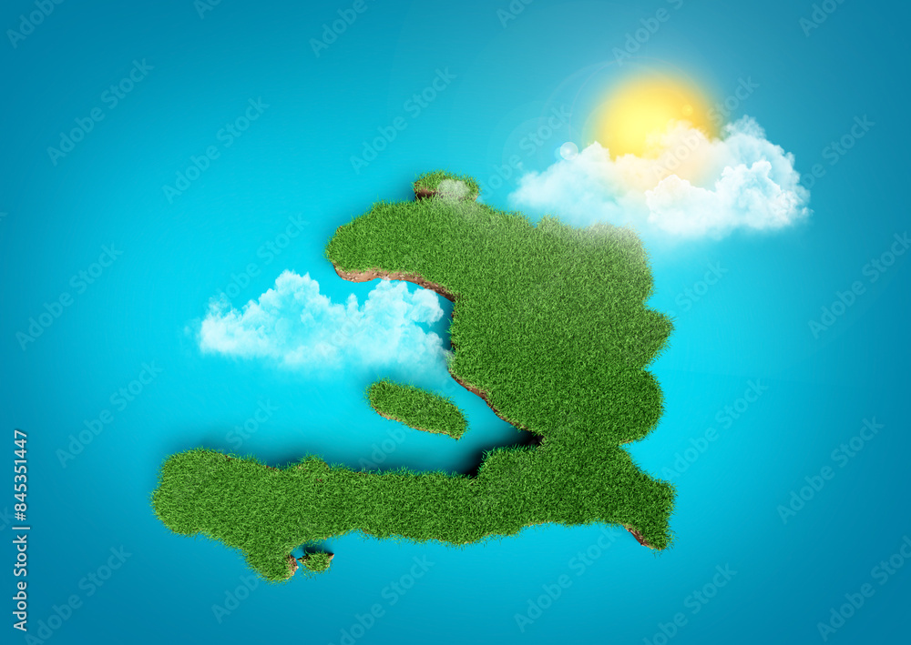 Haiti Map Soil Land Geology Cross Section With Green Grass And Rock ...