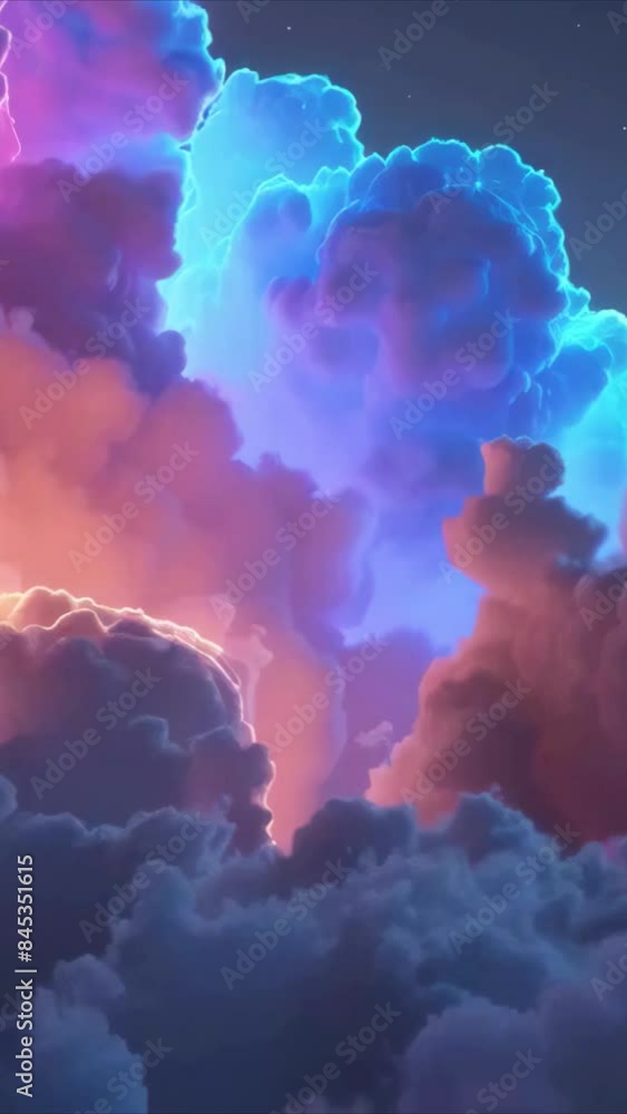 beautiful neon colors clouds in sunset sunrise sky fantastic animation ...