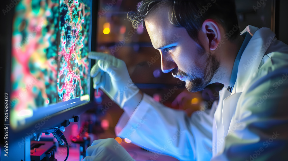 Neuroscientist observing brain cells under microscope, exploring how ...