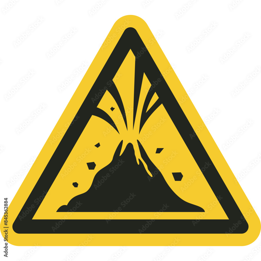 ISO warning safety signs_warning ; active volcano zone symbol and ...