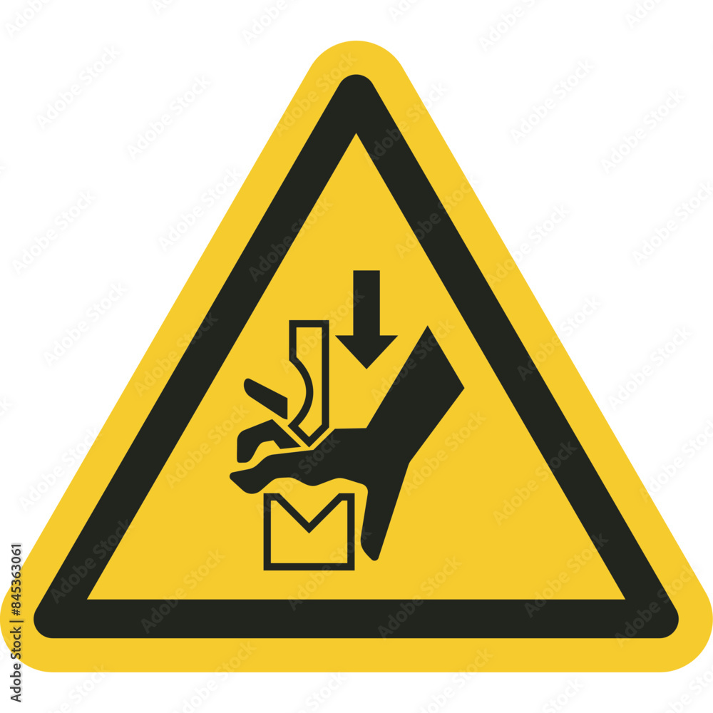 ISO warning safety signs_warning ; hand crushing between press brake ...