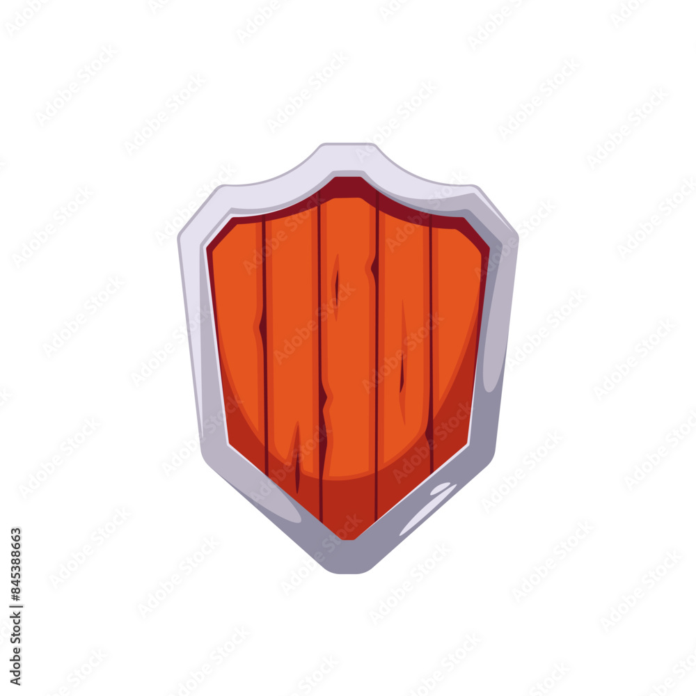 Wooden shield. Game icon. Casino interface slot badge. Golden ...