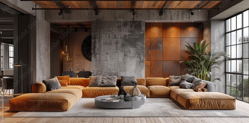Foto de Skema desain interior perkotaan yang apik ditandai dengan ...