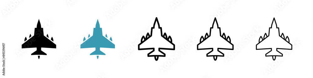 Fighter jet icon set. military supersonic war plane icon for UI designs ...
