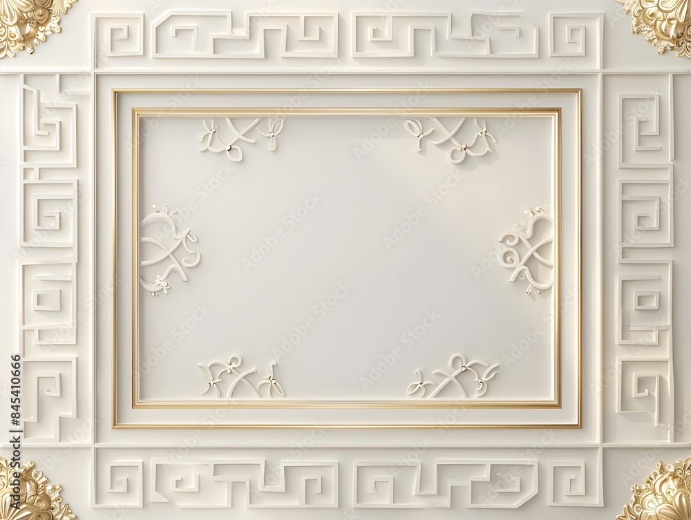 Elegant White and Gold Greek Key Border Design for Formal Invitations ...