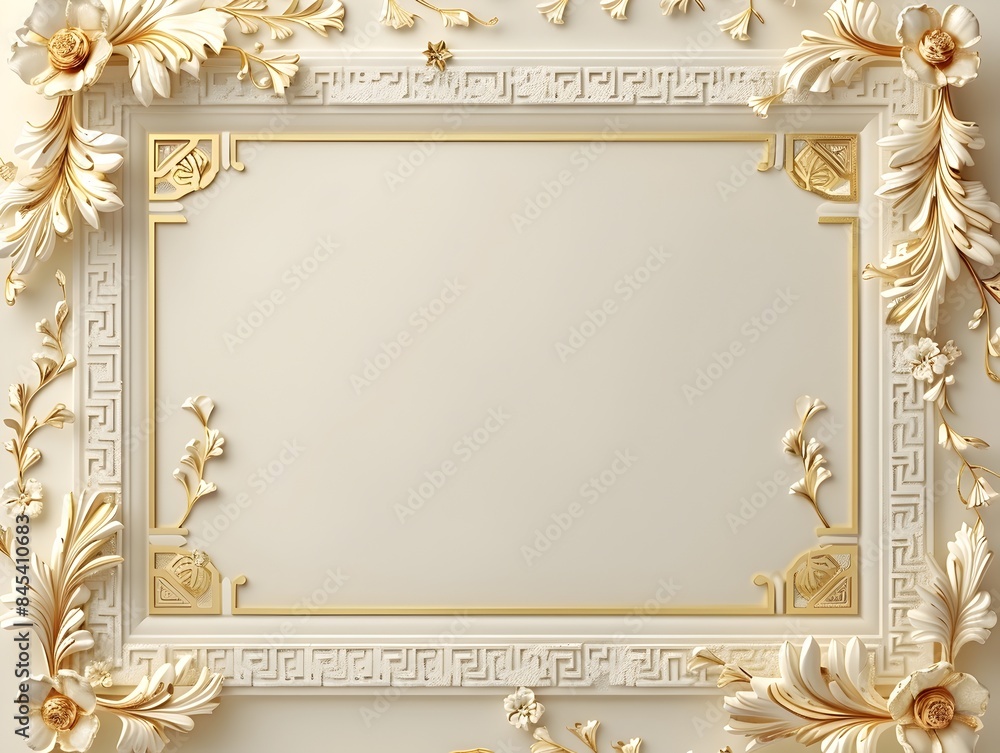 Elegant Gold and Cream Greek Key Border Frame for Formal Invitations ...