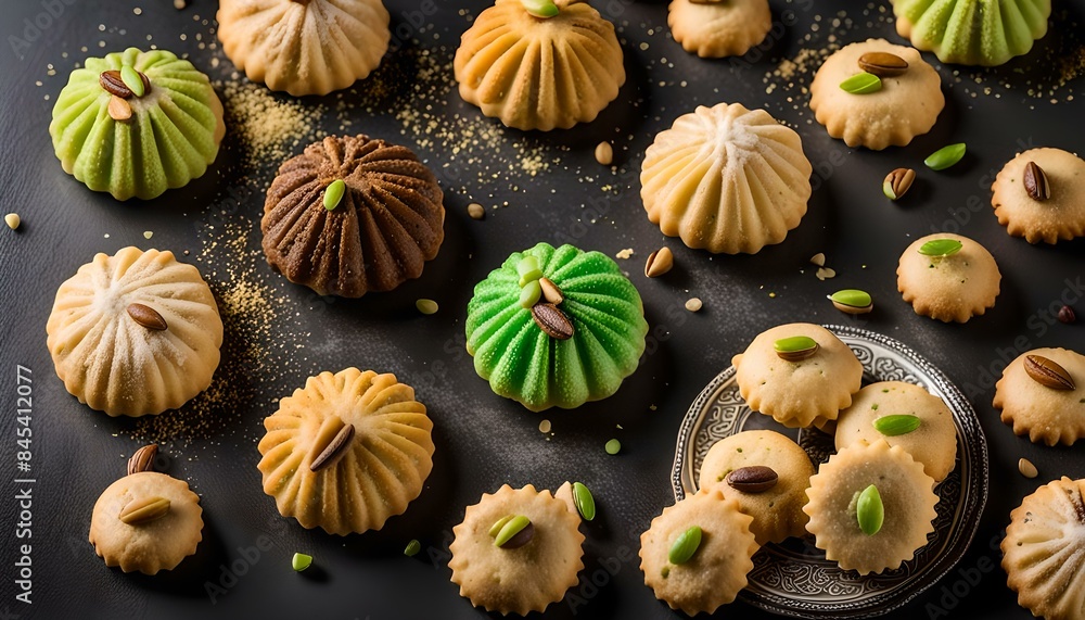 Assorted semolina maamoul or mamoul cookies and cookies pistachio ...