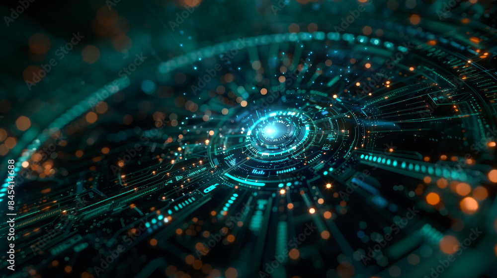 Abstract futuristic background in mint colors. Digital technologies ...