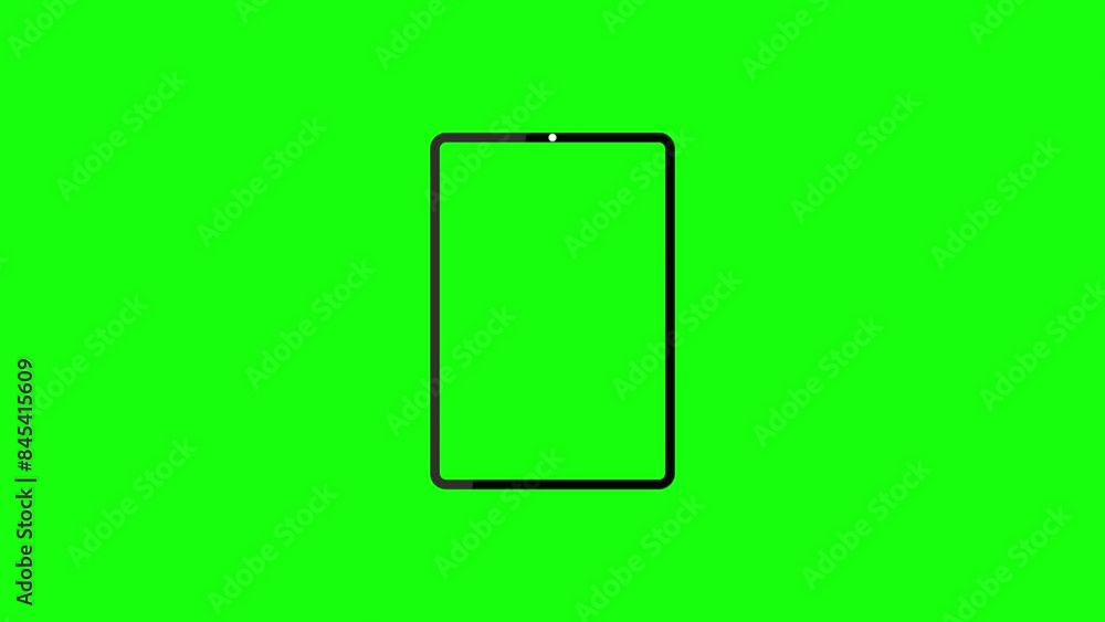 Empty Tab or tablet mockup green screen animation footage in vertical ...