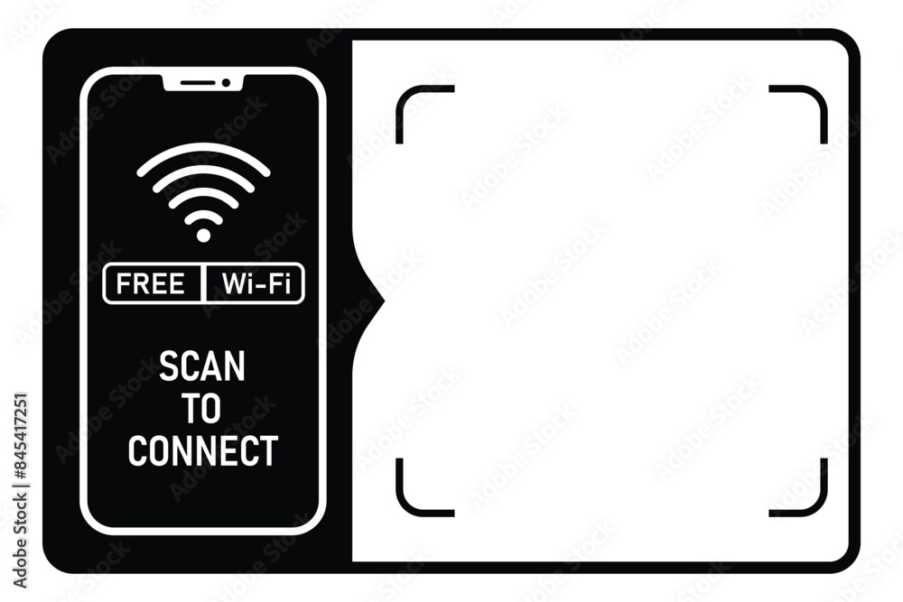free wifi sticker. scan to connect Wi-Fi banner with blank space for qr ...