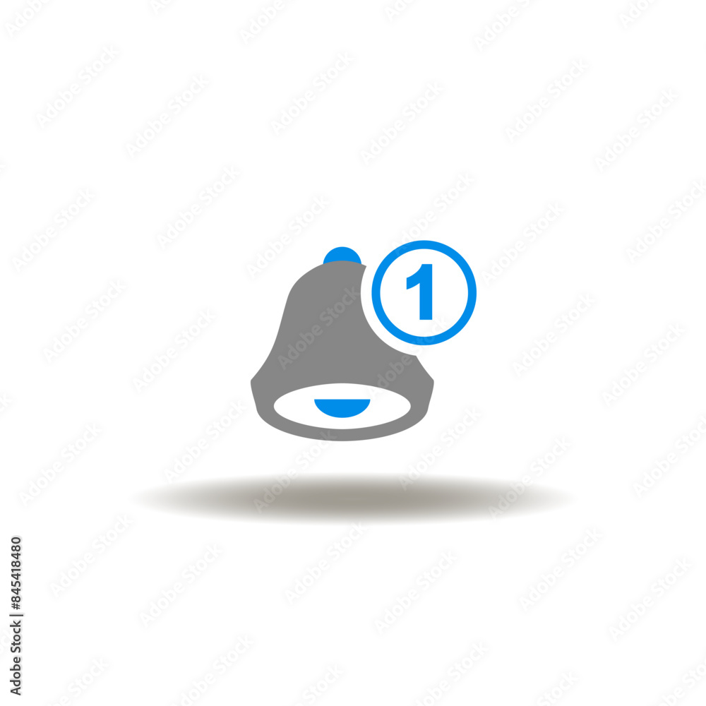Vector illustration of bell and one number. Icon of subscription ...