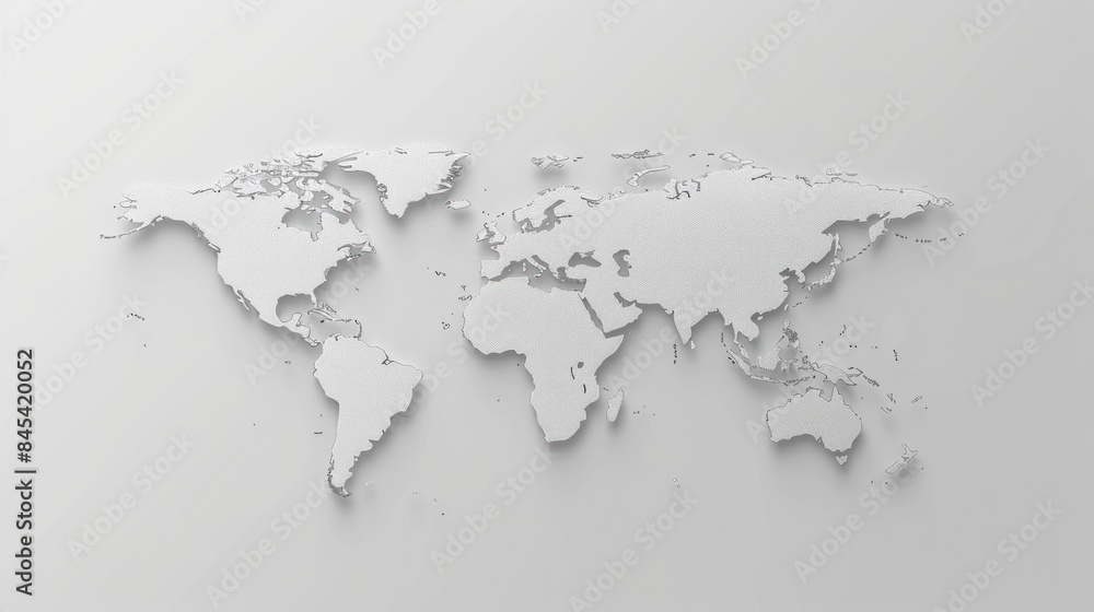 World Map Highlighting Continents and Countries on a White Background ...