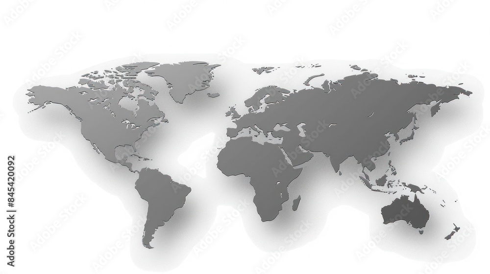 World Map Highlighting Continents and Countries on a White Background ...