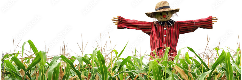 Traditional Scarecrow in Field Isolated on Transparent Background ...