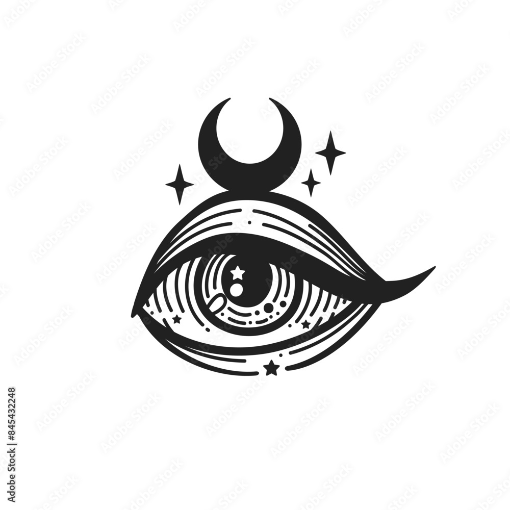 Evil eye. Eye of Providence. Lineart Vector illustration. Magic ...