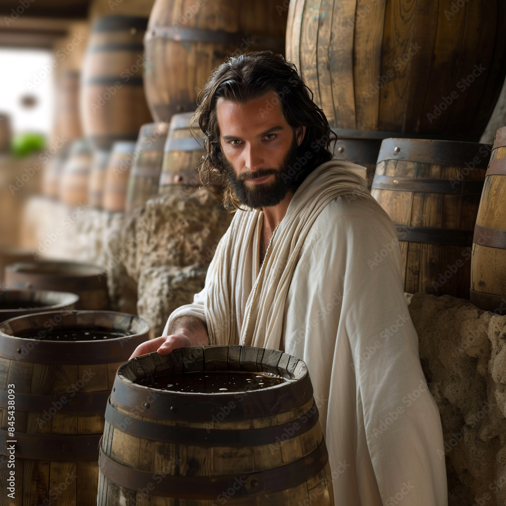 Foto de Jesus Christ turns water into wine, Miracle in Canna of Galilee ...