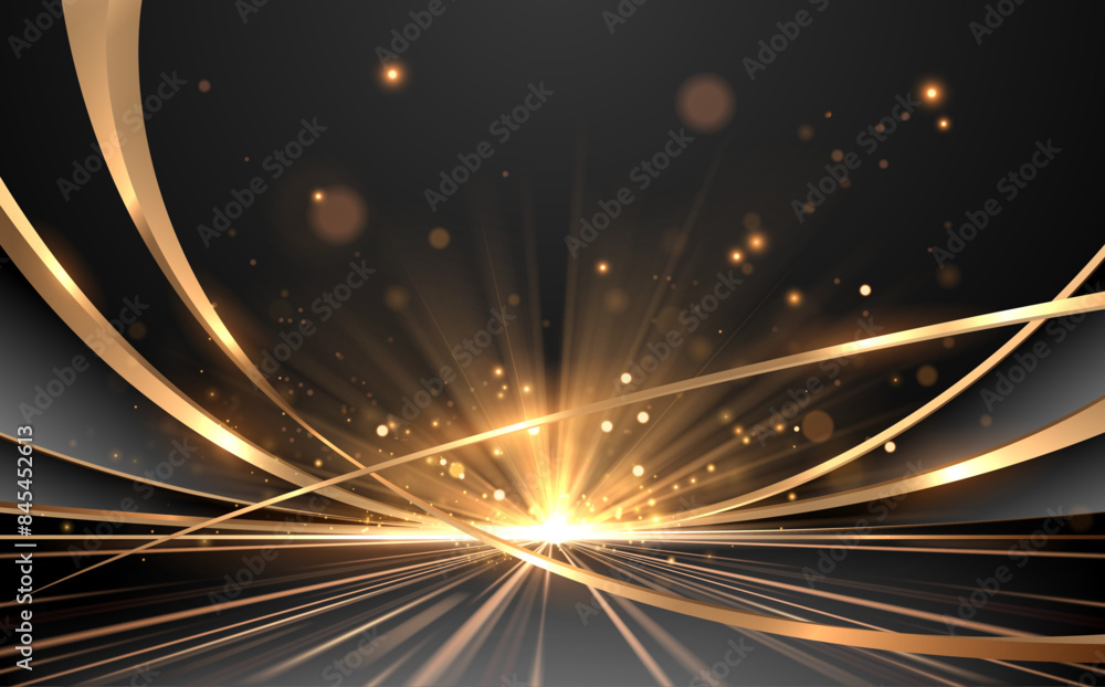 Abstract golden light rays effect with lines Stock Vector | Adobe Stock