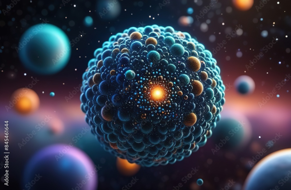 Turquoise viruses have a spherical shape and are covered with spikes ...