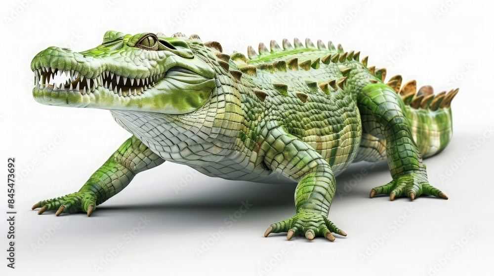 3D cartoon crocodile full body side view looking down isolated. Stock ...