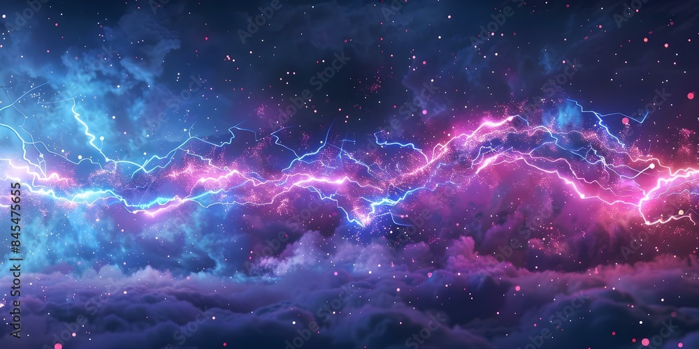 Captivating Modern Comic-Style Illustration with Neon Blue Lightning ...