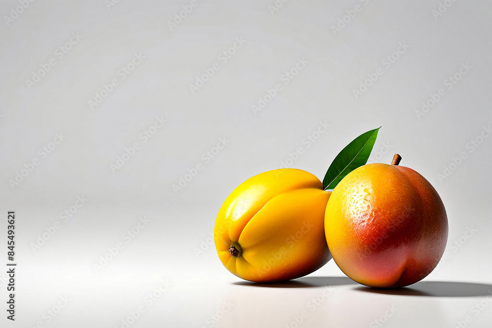 Picture of fresh ripe mango at isolated white background. Illustration ...
