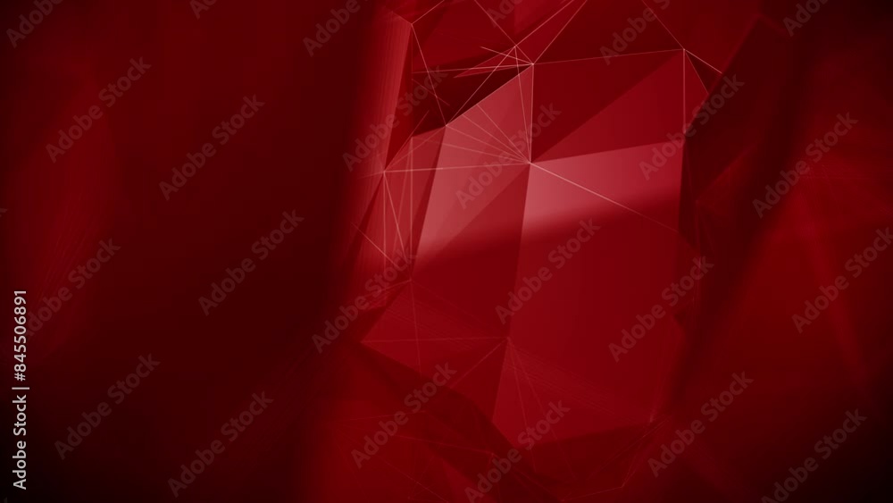 Connected polygons plexus line on red abstract background. Digital data ...