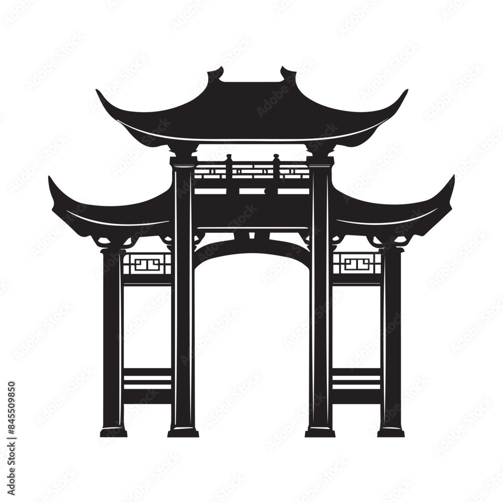 Traditional Asian gate vector illustration isolated on white background ...