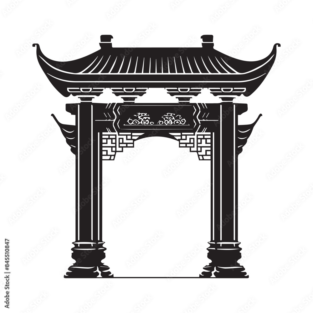 Traditional Asian gate vector illustration isolated on white background ...