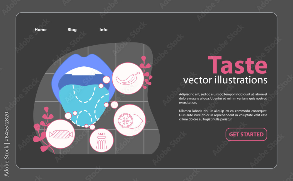 Taste illustration. A depiction of the gustatory system with symbols ...