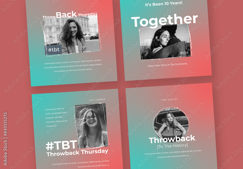 Throwback Thursday Social Media Layout Posts With Gradient Background ...