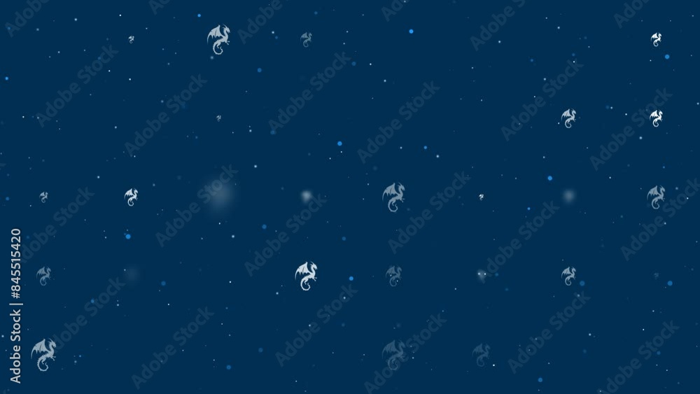 Template animation of evenly spaced dragon symbols of different sizes ...