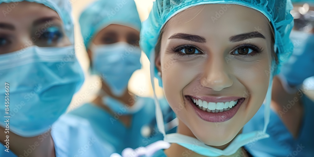 Dental surgical team performing procedures with general anesthesia in ...