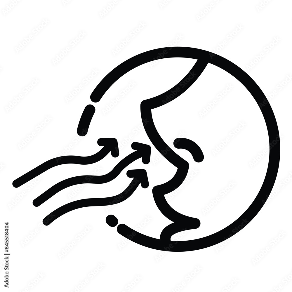 Vetor de Side view nose breathe in fresh air. Human sense of smell and sniffing icon ...