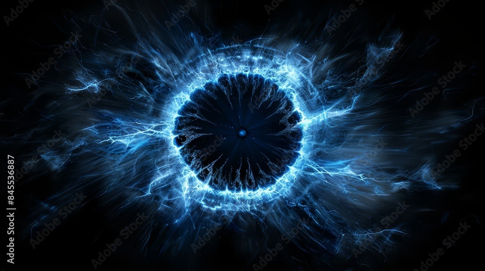 Powerful shockwave of energy with a burst and explosion of glowing ...