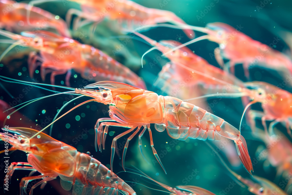 lobster krill swarm in a lively and elaborate natural habitat from a ...