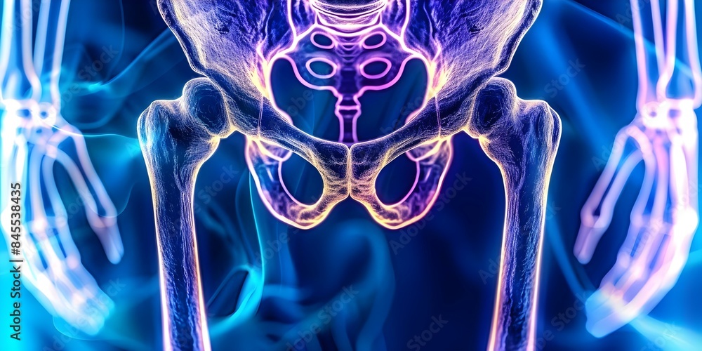 Digital image highlighting human hip bone joints visualizing anatomy ...
