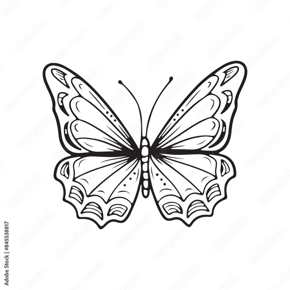 Beautiful realistic butterfly with dots in black isolated on white ...