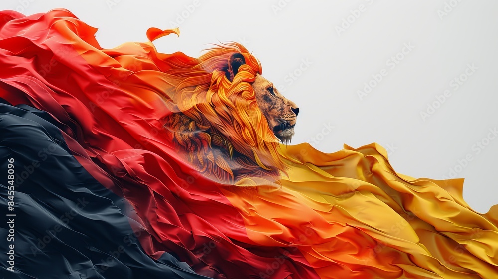 The flag of Belgium with a lion, white background, super realistic ...
