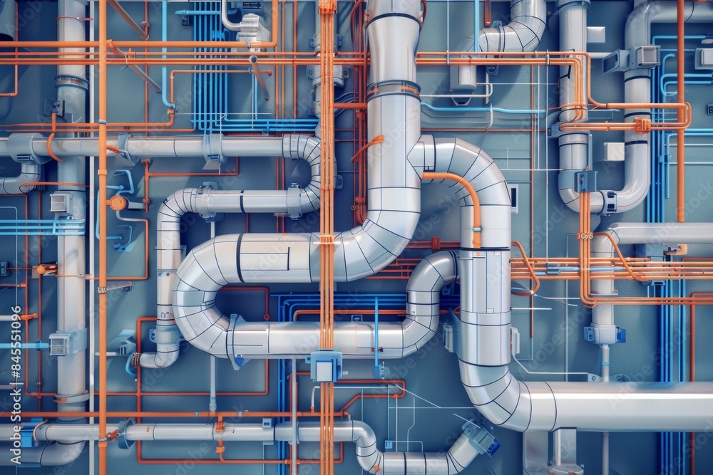 Detailed Cross-Sectional View of Commercial Building Plumbing System ...