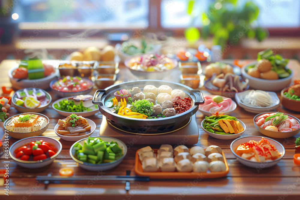 Spring Festival reunion dinner hot pot national tide food holiday food ...