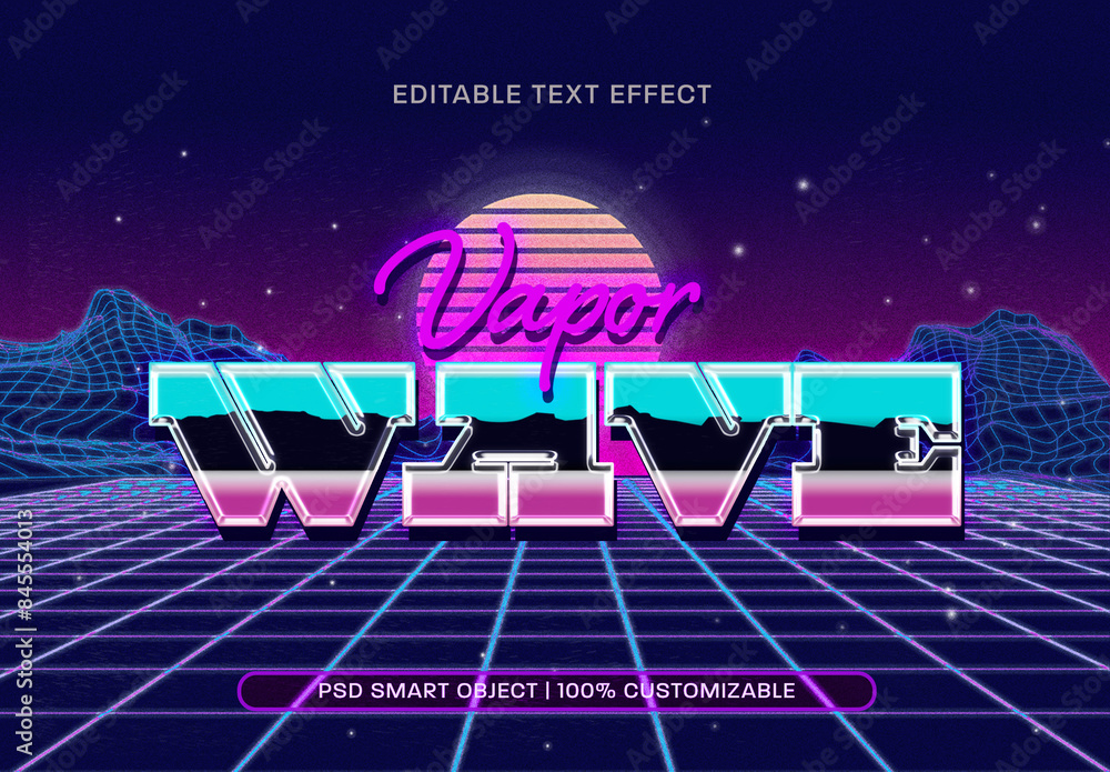 Vaporwave Text Effect Stock Template | Adobe Stock